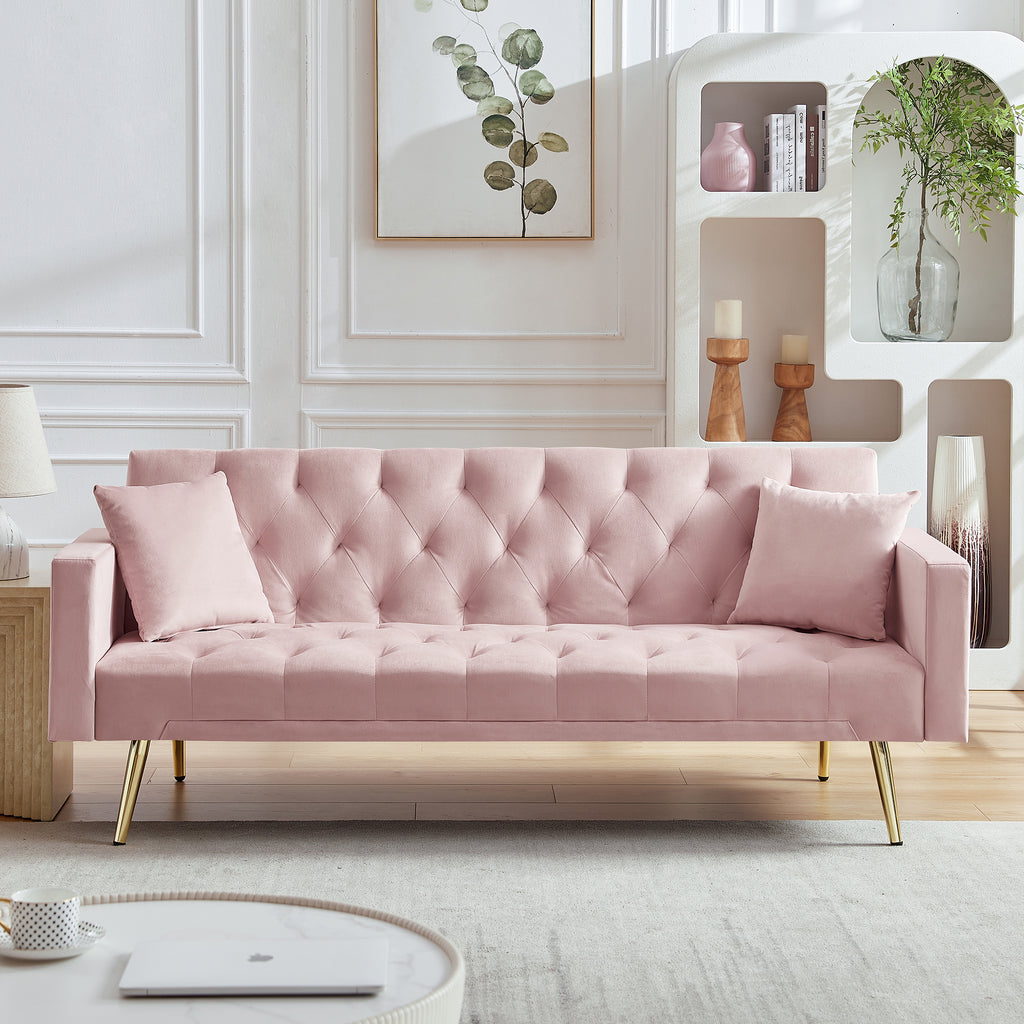 PINK Convertible Folding Futon Sofa Bed Sleeper Sofa Couch for Compact Living Space. Free Shipping lowrysfurniturestore